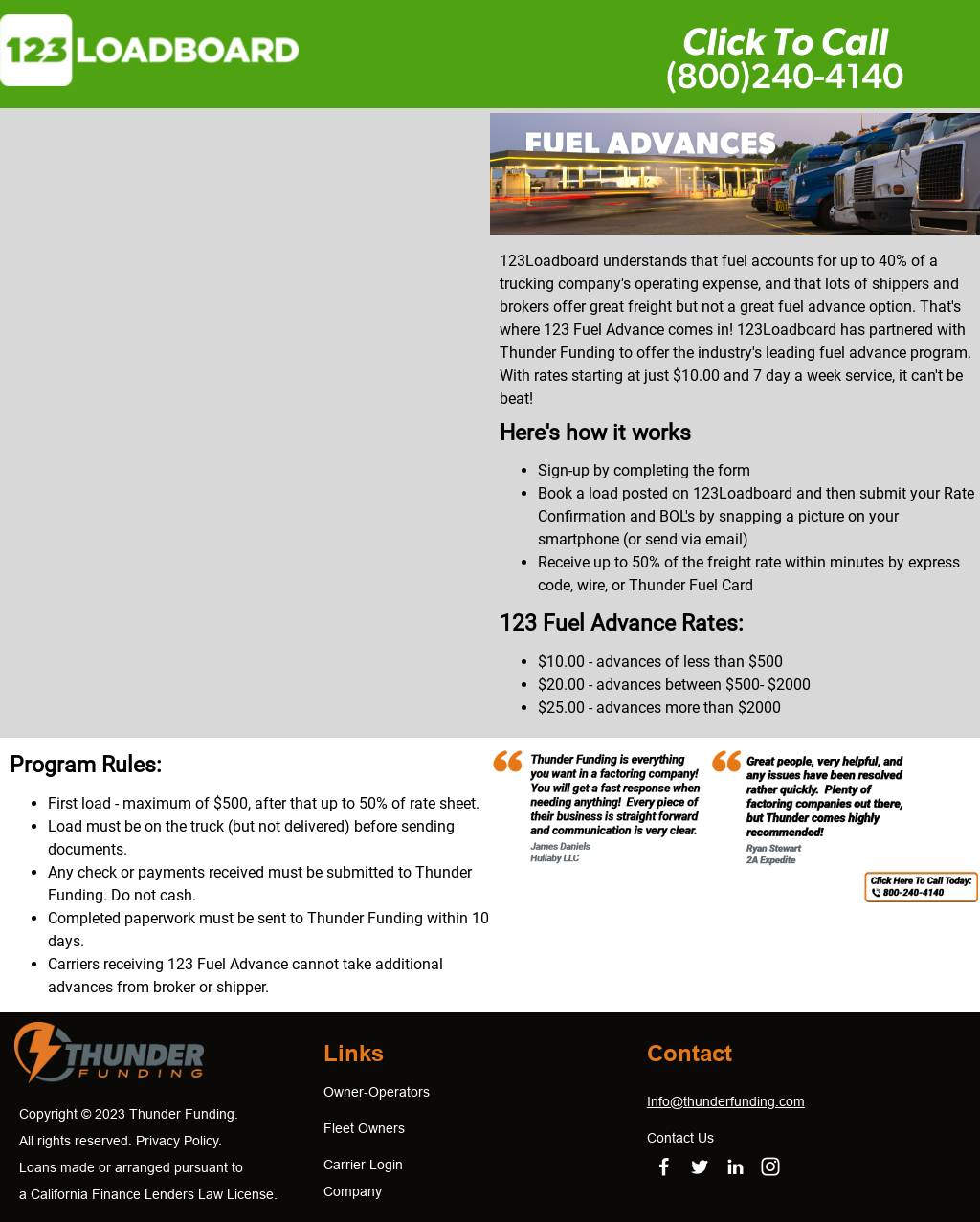 123Loadboard Fuel Advances