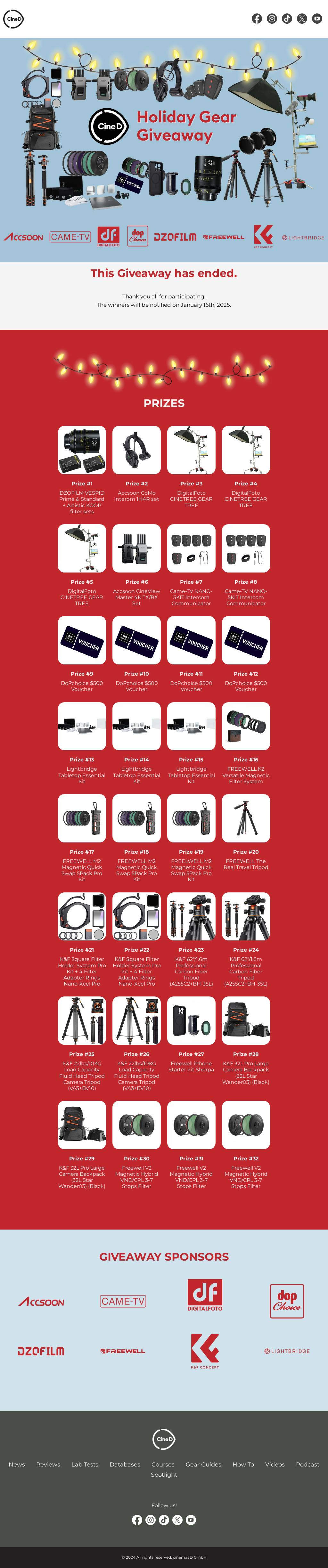 Cined Holiday Gear Giveaway