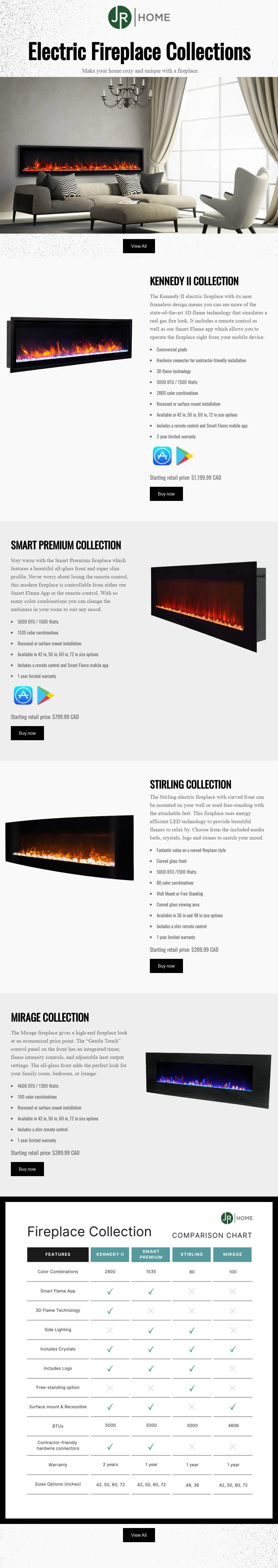 Paramount Electric Fireplace Collections